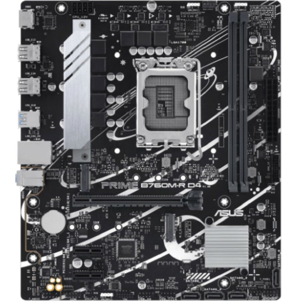 Материнская плата ASUS PRIME B760M-R D4, LGA1700, mATX, 2xDDR4, HDMI, 2xM.2, LAN 2.5Gb