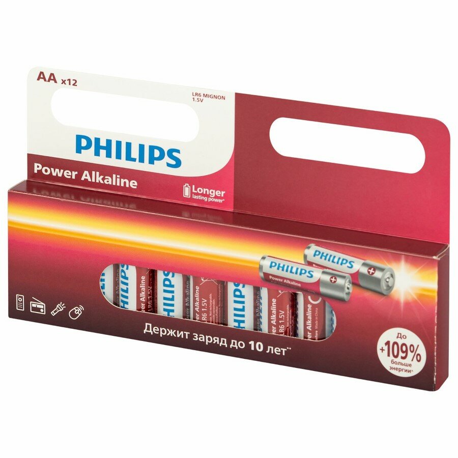 Батарейка Philips LR6 (AA, 316) Power Alkaline (упаковка 12 шт.)