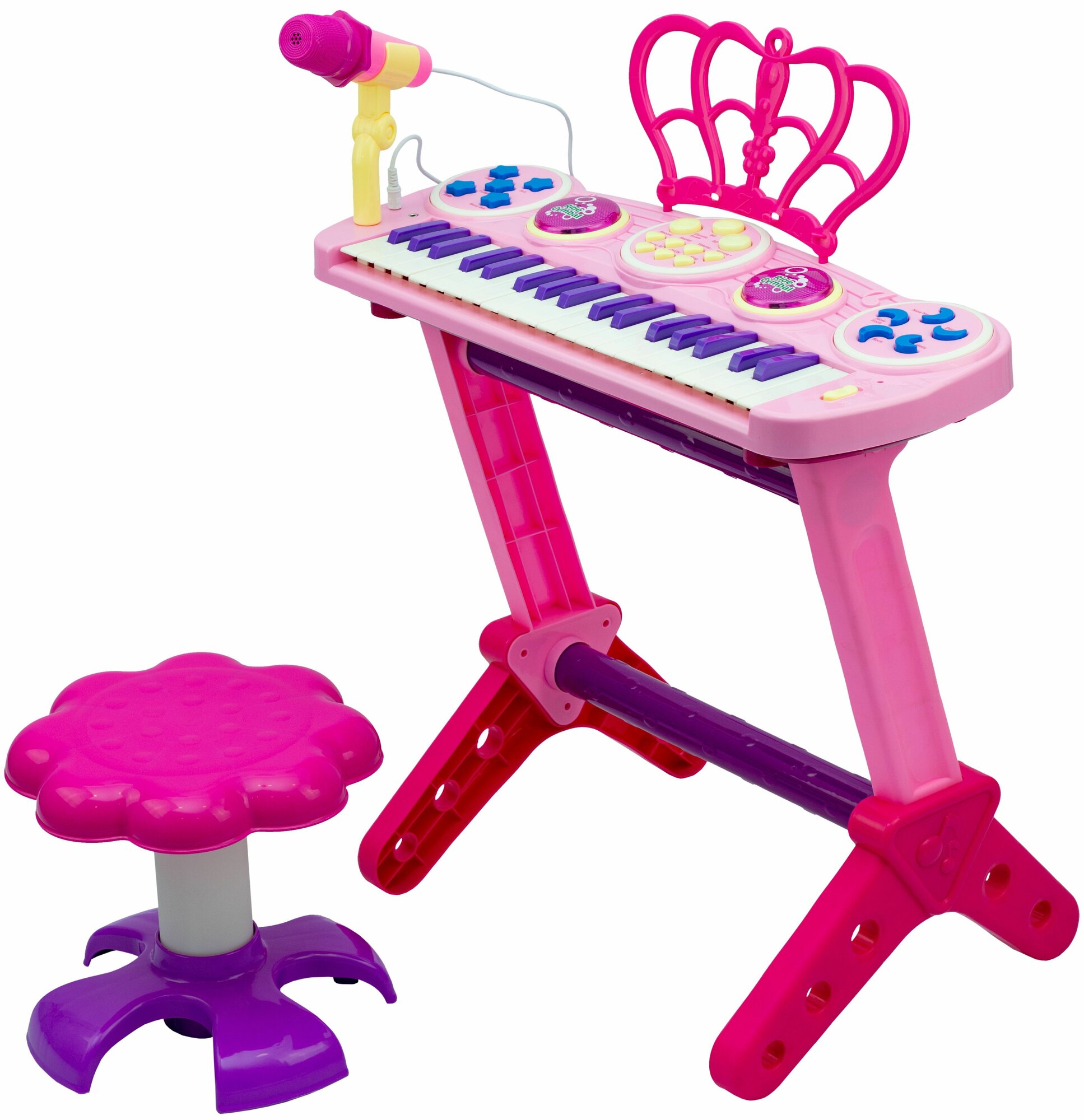 Детское пианино со стульчиком (2669-3708) розовое, 37 клавиш -enj