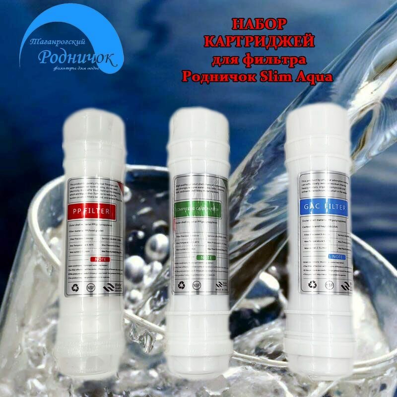 Набор картриджей Slim для систем обратного осмоса Родничок Slim Aqua без минерализатора