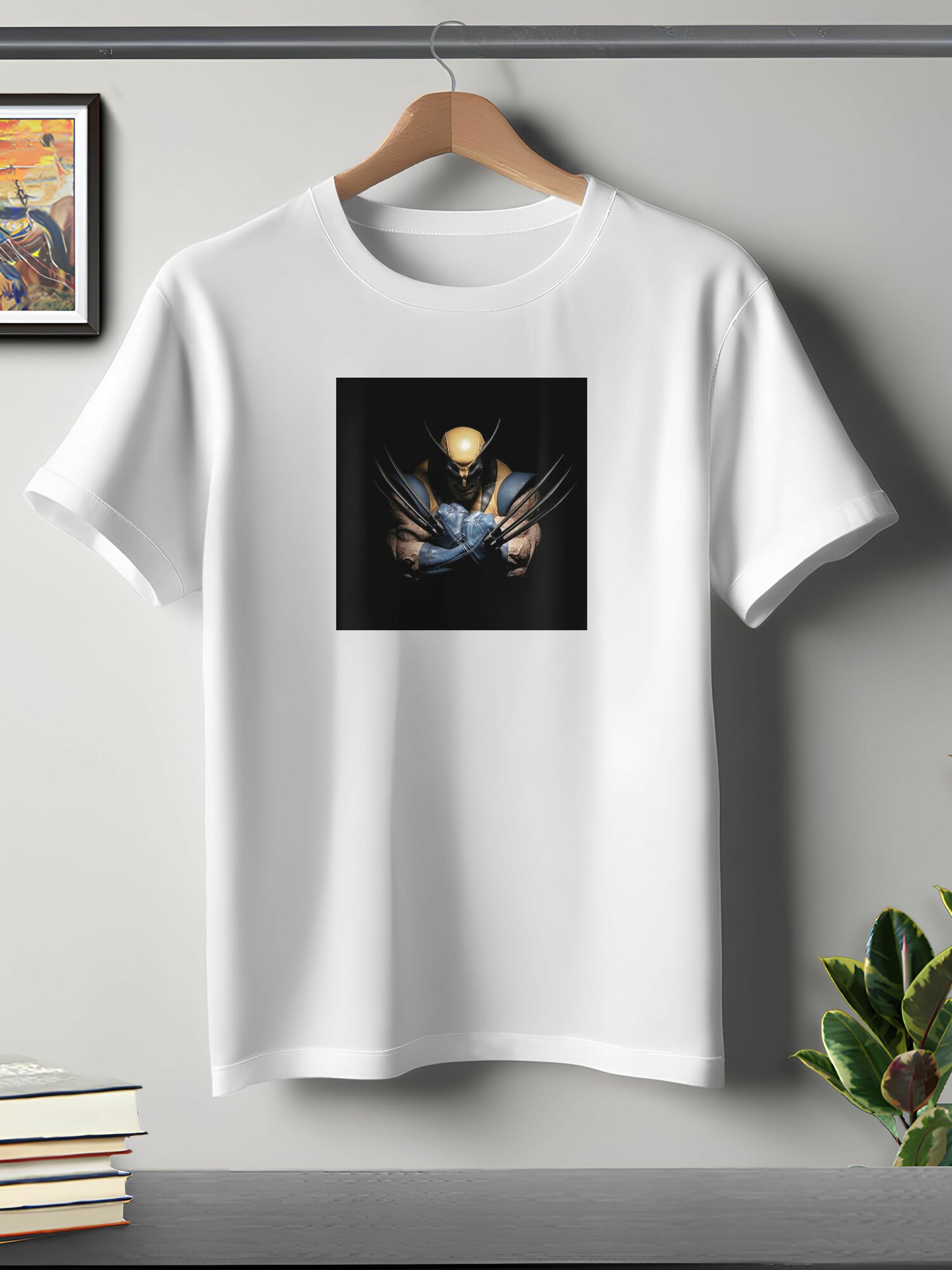 Футболка ONEQ унисекс 50-52 (XL) размер с принтом Россомаха, белая