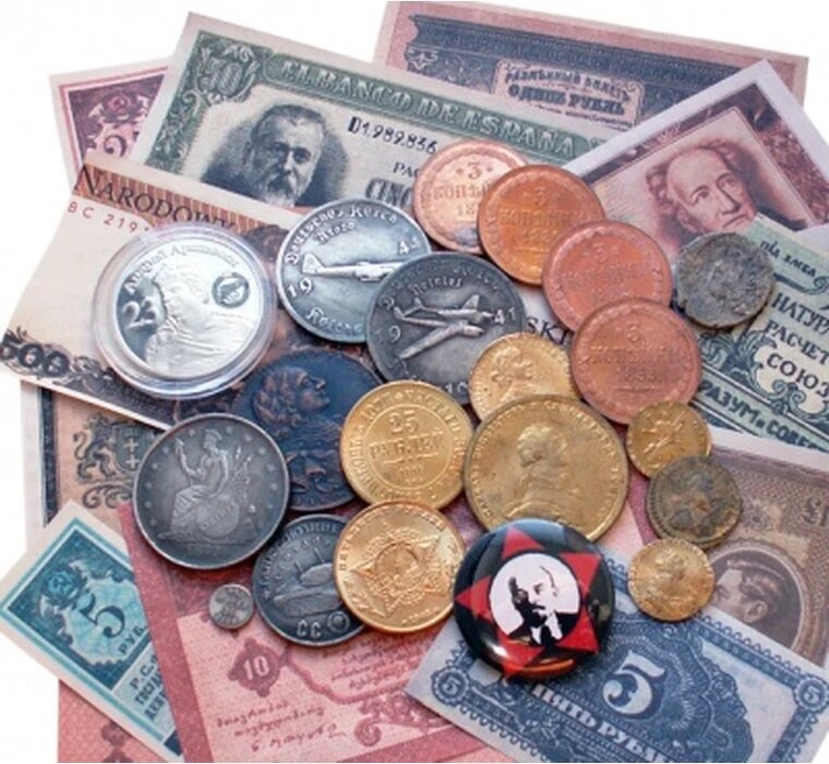 Рандомный набор #6 монеты России, Германии, значок Ленин + 20 банкнот, всего 40 штук сувенирная копия, банкноты и купюры редкие коллекционные