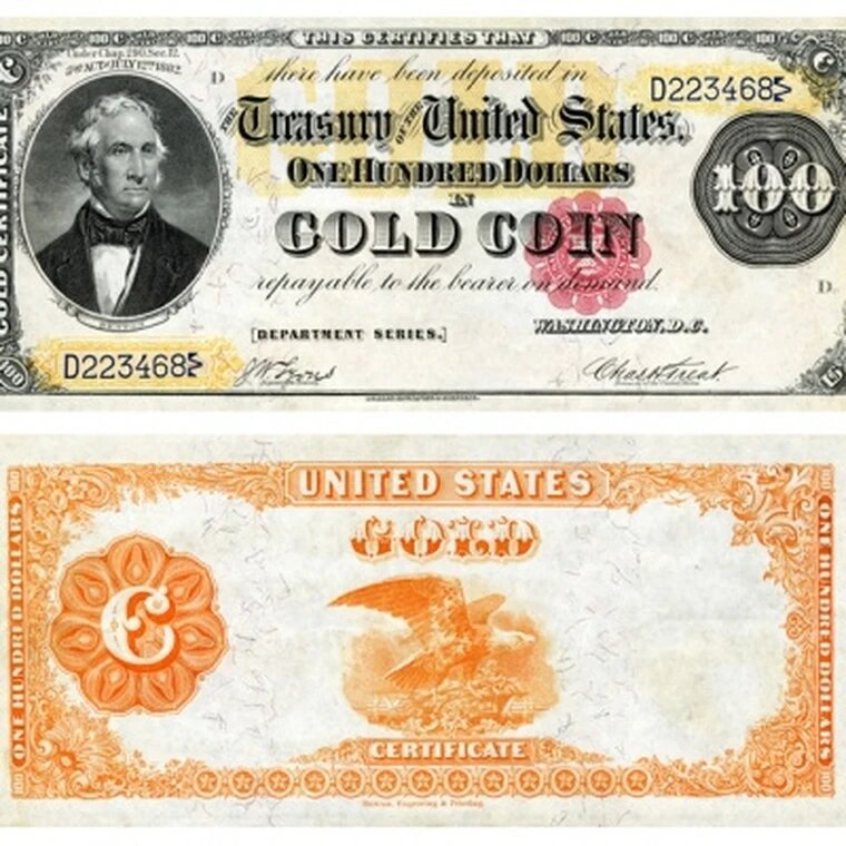100 долларов 1882 США золотой сертификат, сувенирная копия, банкноты и купюры редкие коллекционные