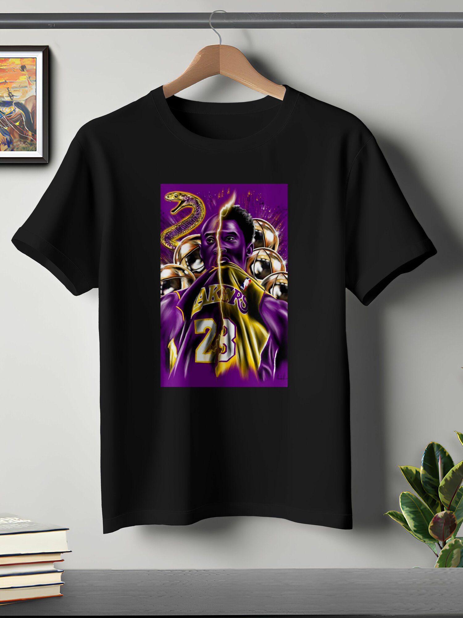 Футболка ONEQ унисекс 48-50 (L) размер с принтом Кобе Брайант, черная