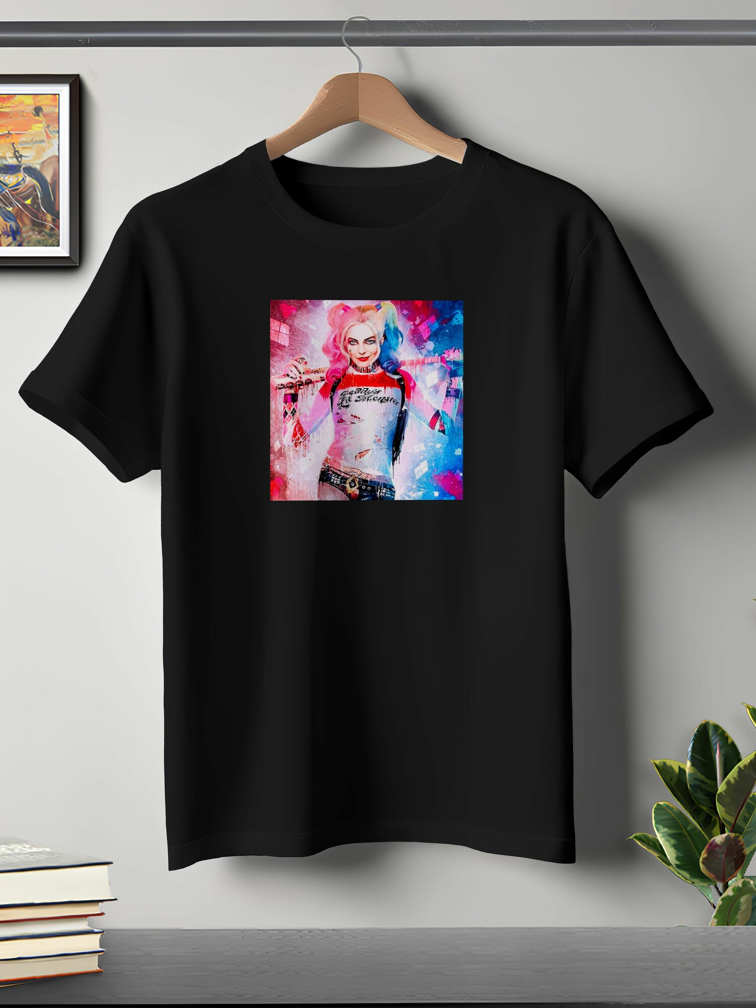 Футболка Детская ONEQ 104 (4-5) размер с принтом Харли Квин, черная