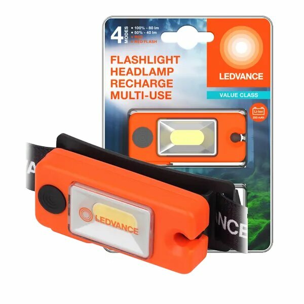 Налобный фонарик 1.3W 6500K IP22 USB Type-C FLASHLIGHT HEADLAMP RECHARGE MULTI (Eco30) LEDVANCE, уп. 1шт