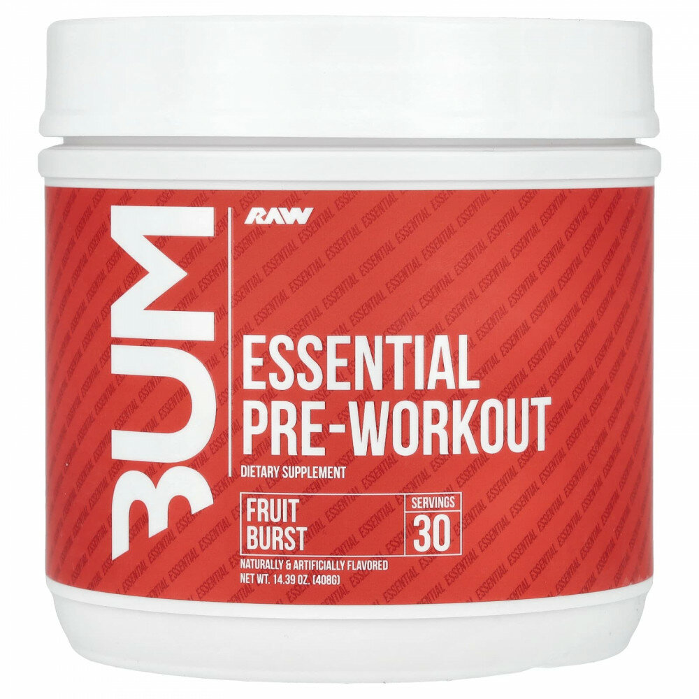 Raw Nutrition, Bum, Essential Pre-Workout, предтренировочный комплекс, фруктовый вкус, 408 г (14,39 унции)