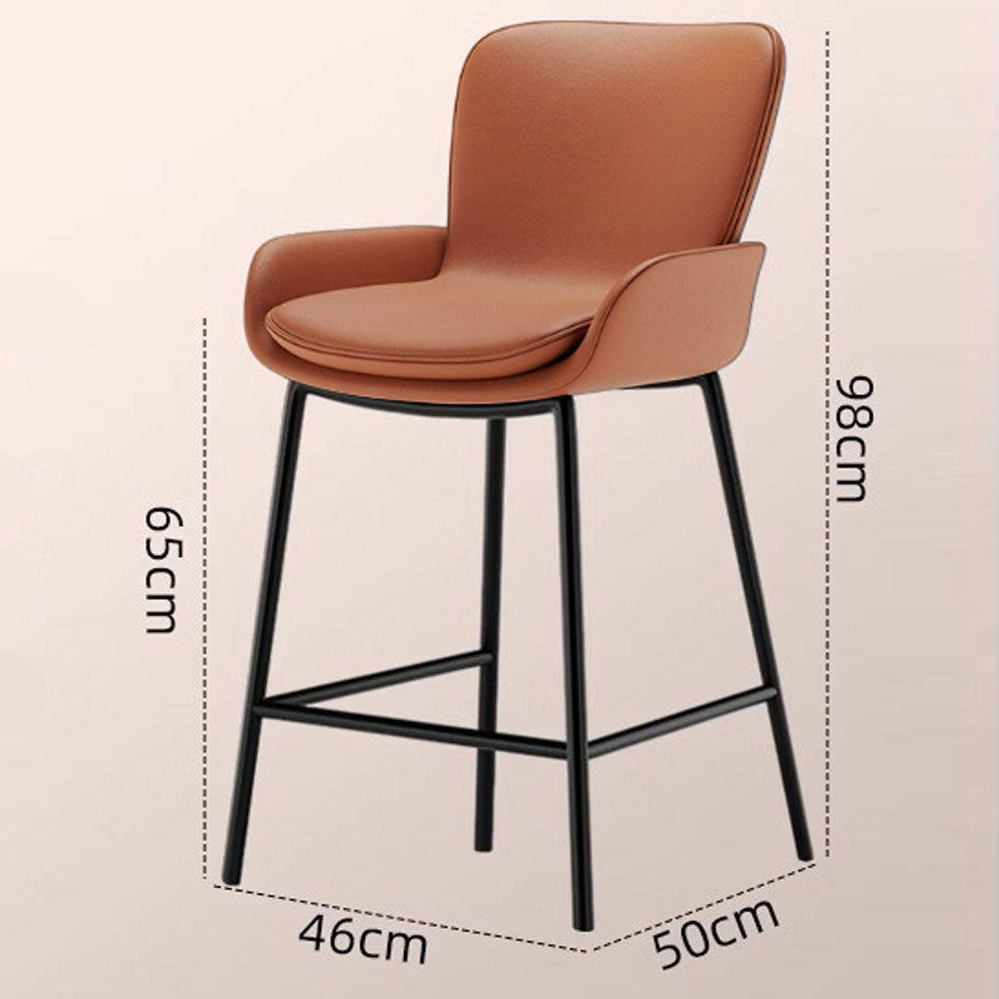 Дизайнерский полубарный стул Dante (оранжевый, высота сиденья 65 см)