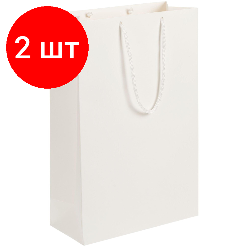 Комплект 2 штук, Пакет подарочный бумажный Porta, средний, натур. белый, 23х35х10см,15837.61