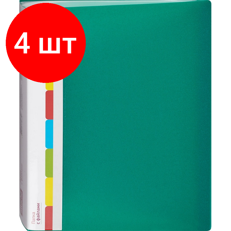 Комплект 4 штук, Папка файловая ATTACHE KT-60/07 зеленая