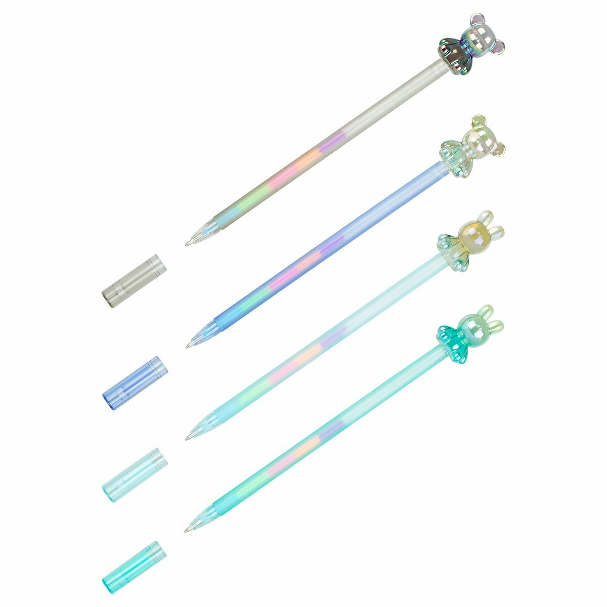 Ручка гелевая MESHU Bear and Rabbit (0.5мм, набор цветов, радужная) (MS_51303), 20шт.