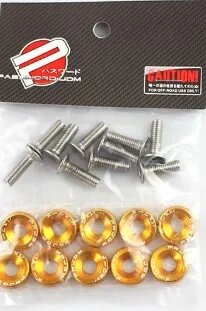 Алюминий M6, 10 шт./упак, автомобильные модифицированные шестигранные крепления, шайба крыла, JDM, вогнутые винты для бампера двигателя Золотой