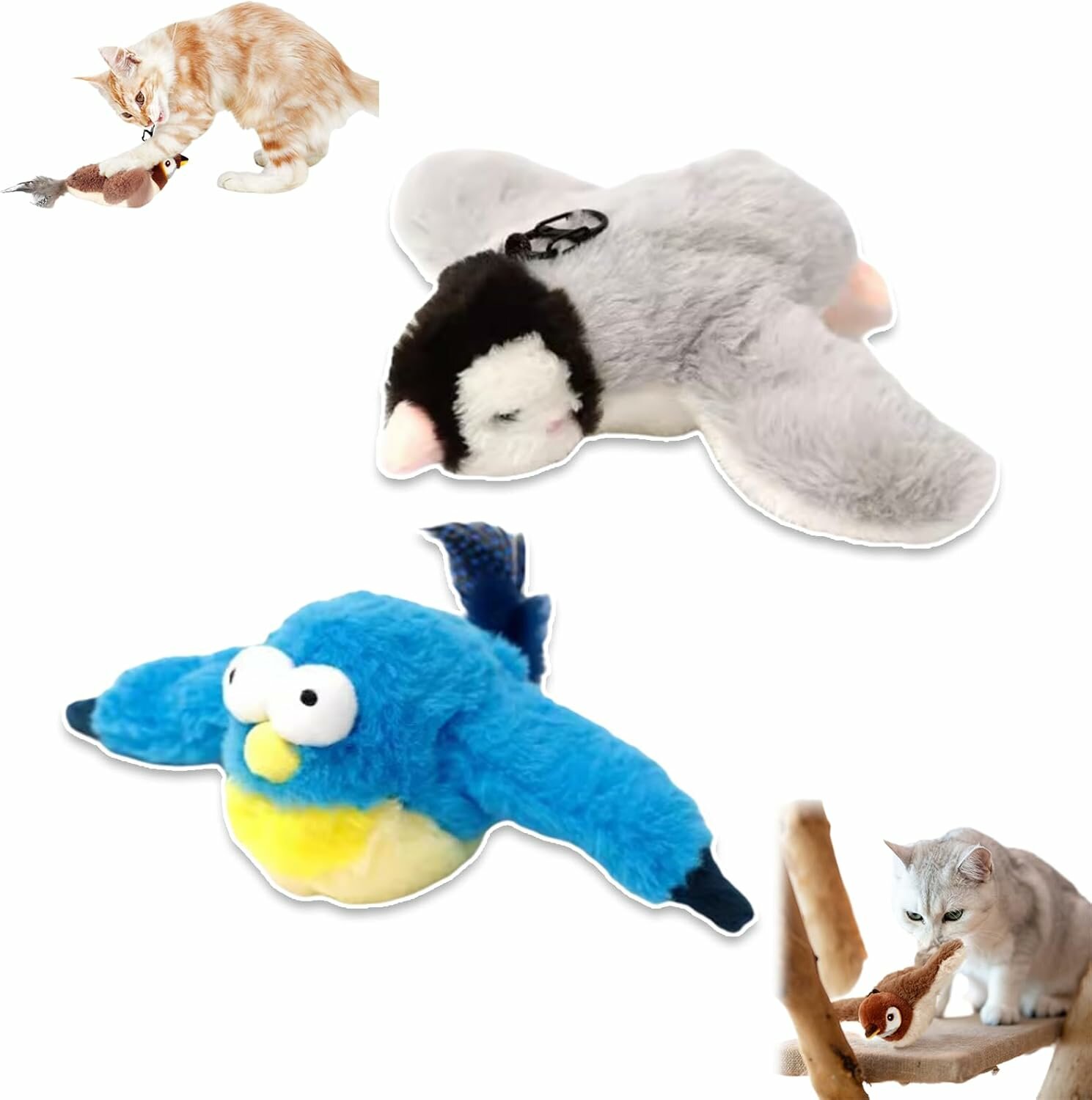 Плюшевый электрический воробей-игрушка для домашних животных