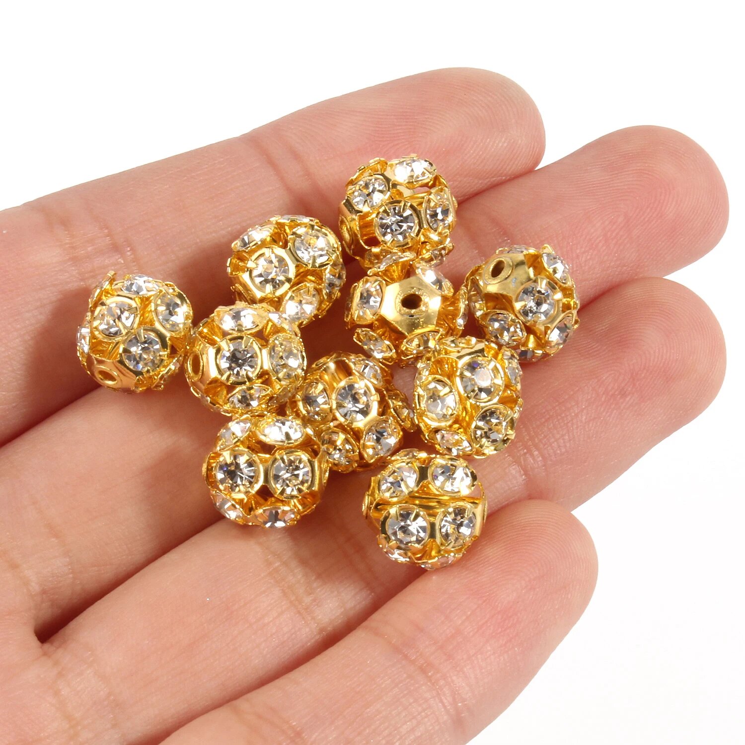 Бусины хрустальные 8 мм, 100шт, 18k round