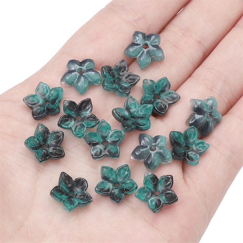 Бусины цветок, 10 шт, цвет 02 Dark Green