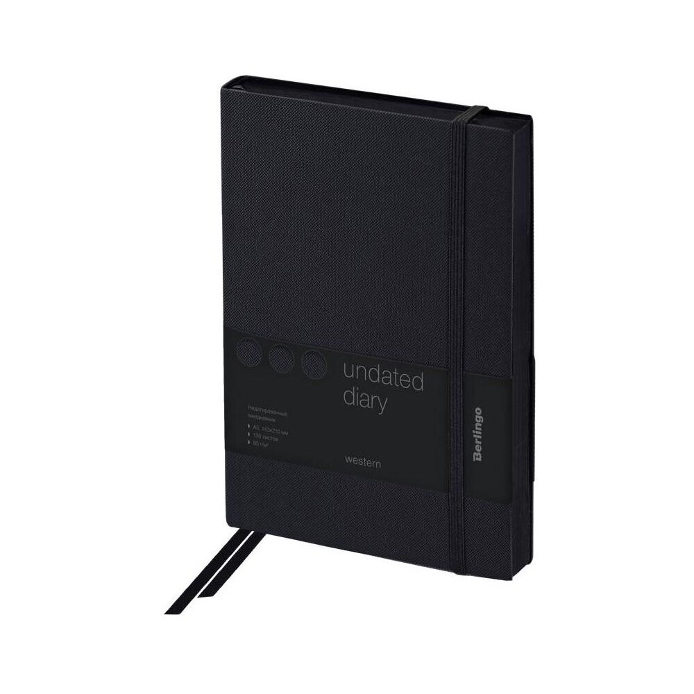 BERLINGO_ UD0_85501 Ежедневник недатированный, а5, 136л, кожзам, berlingo western, с резинкой, черный