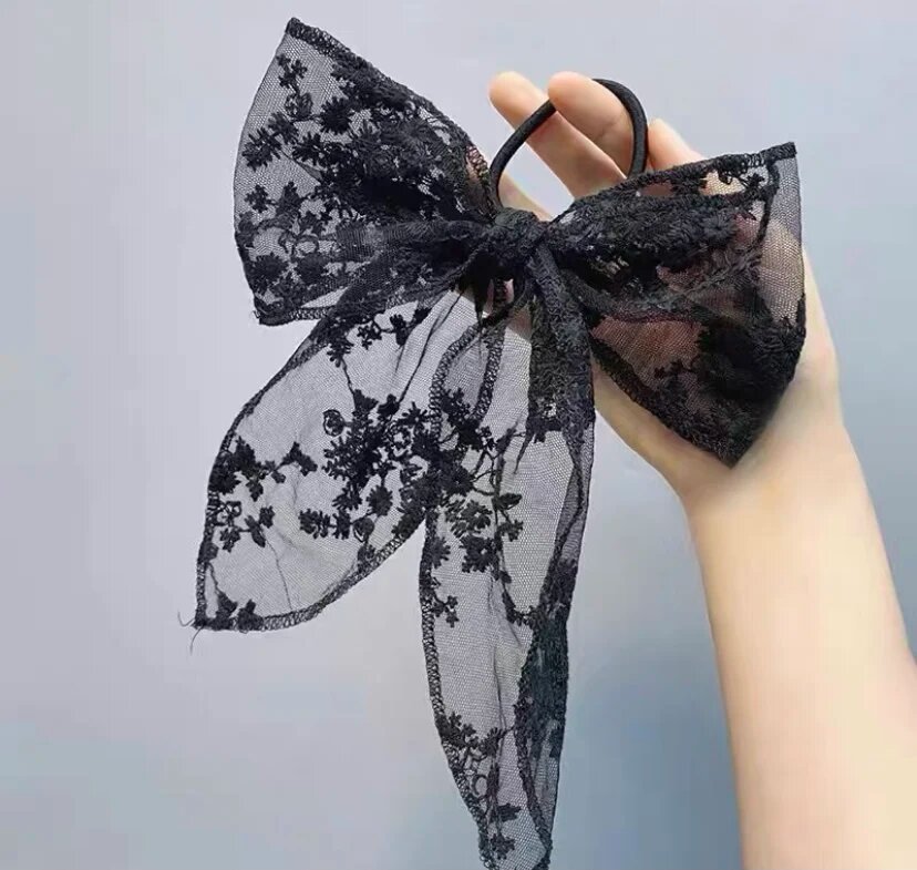Заколки для волос MODENGCHONGER черные белые кружевные B-black hair ring