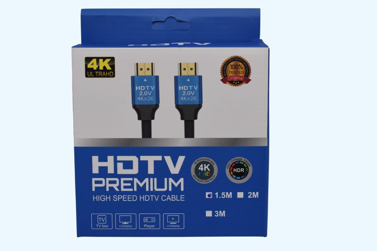 Кабель высокоскоростной HDMI 1.5 метра 4Kх2К HDTV PREMIUM 2.0 стандарт