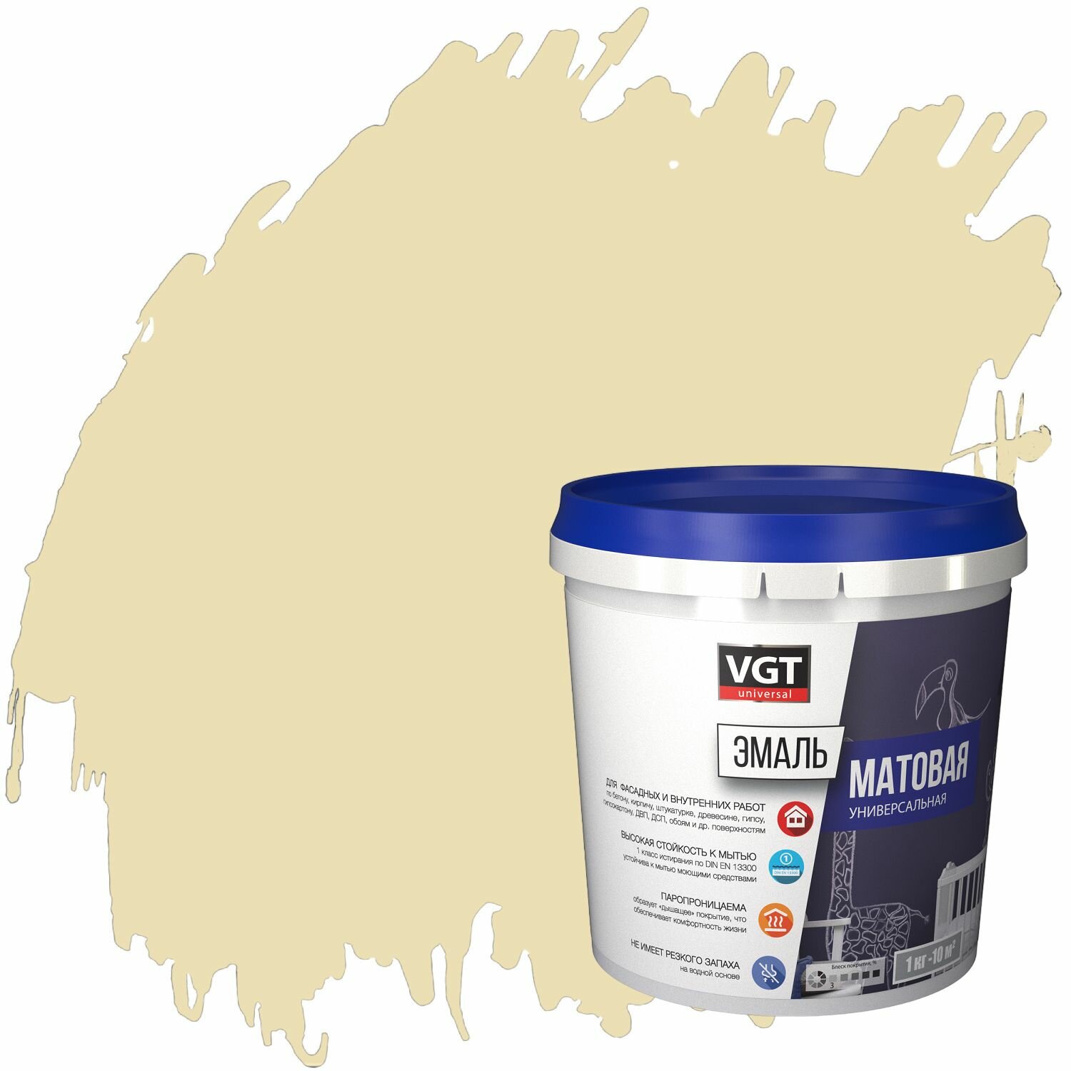 Эмаль универсальная матовая ВД-АК-1179 VGT (1кг) кремовый RAL 1015