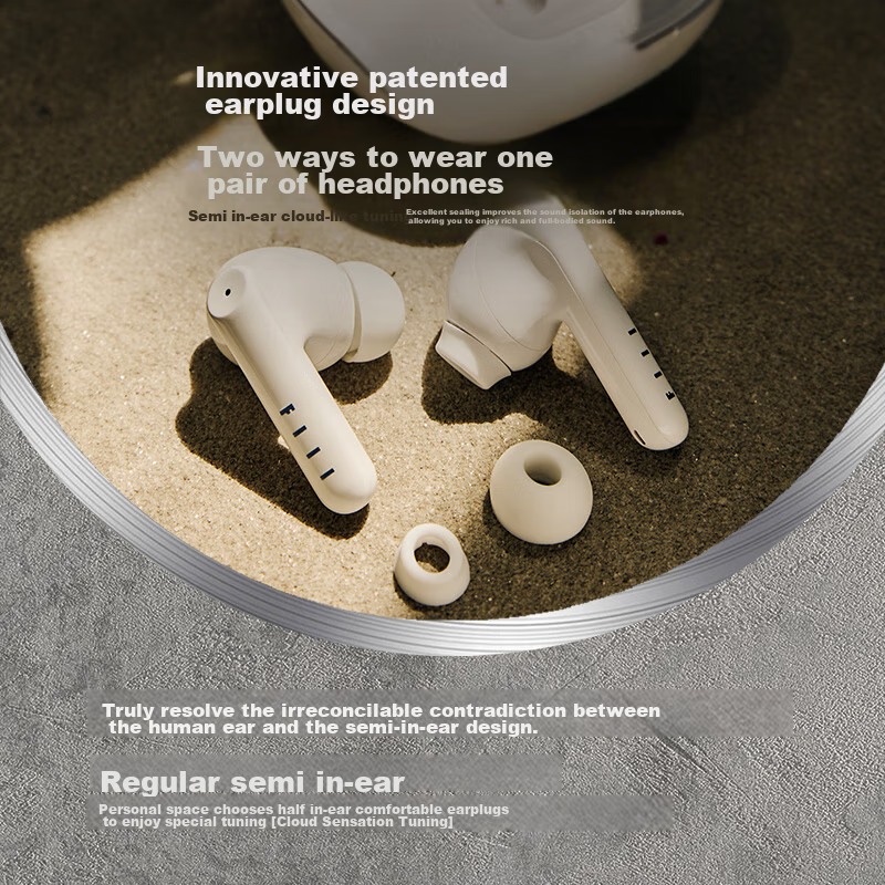 FIIL Key Pro Smart Noise-Cancelling True Wireless Bluetooth Earphones, In-Ear And Semi-In Switchable, High-Quality Sound for Phones And Computers, Long-Lasting Battery for Sports, Starry White Crystal