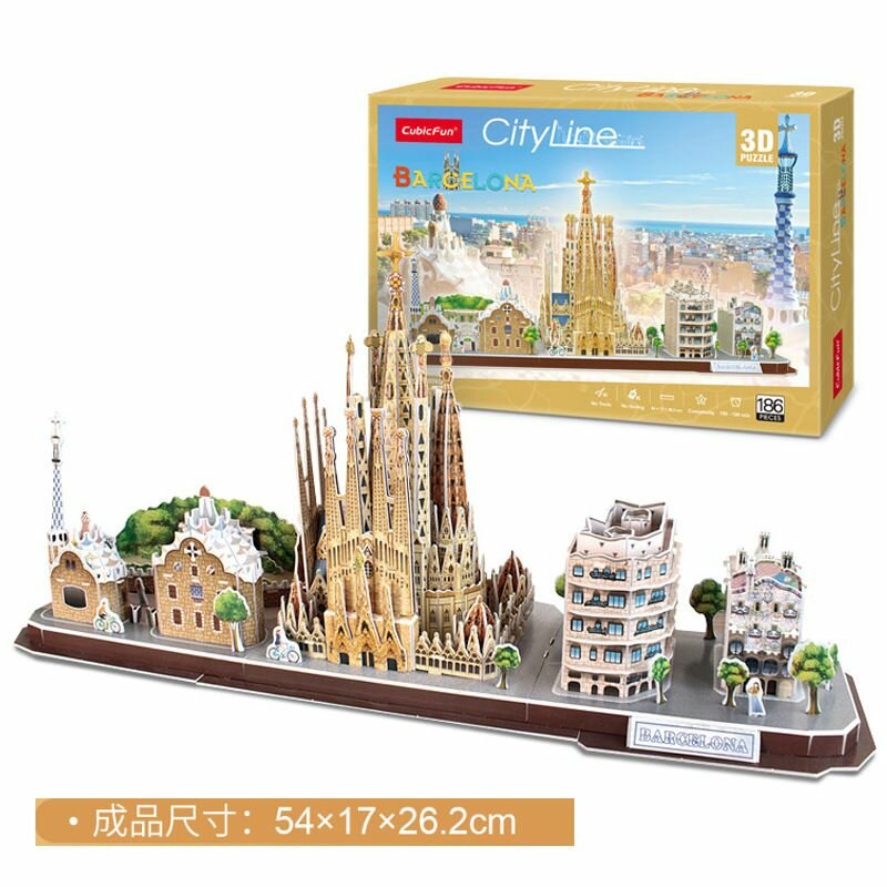 Головоломка CubicFun "городская линия", веревочная, с рисунками, зеленая/голубая