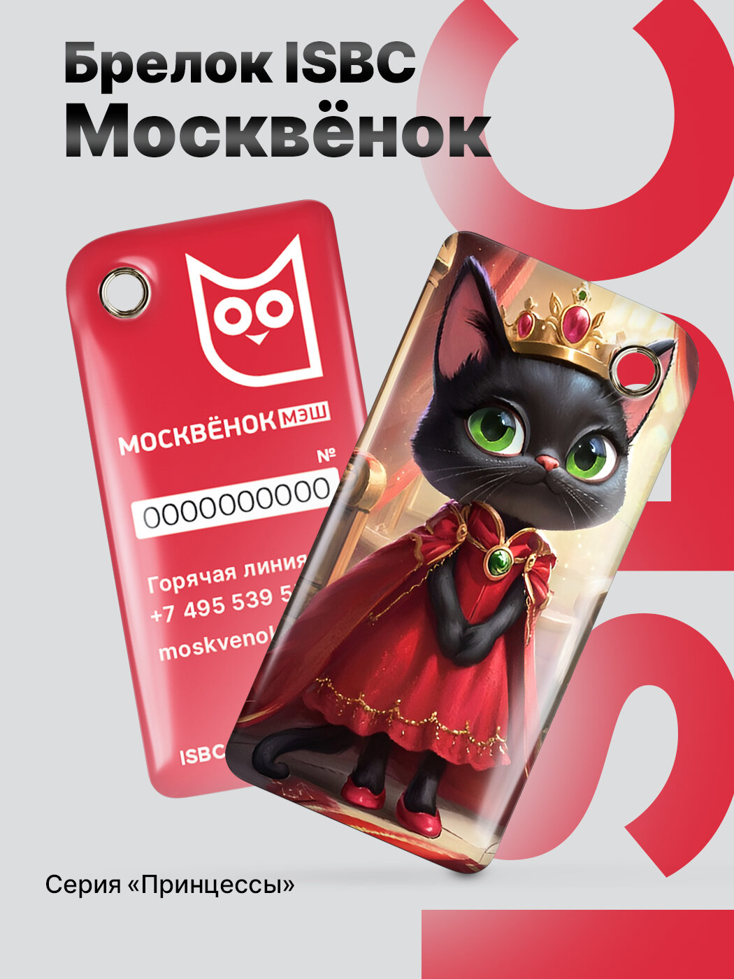 Брелок Москёнок Кошка, Электронная карта школьника, серия Принцессы, ISBC