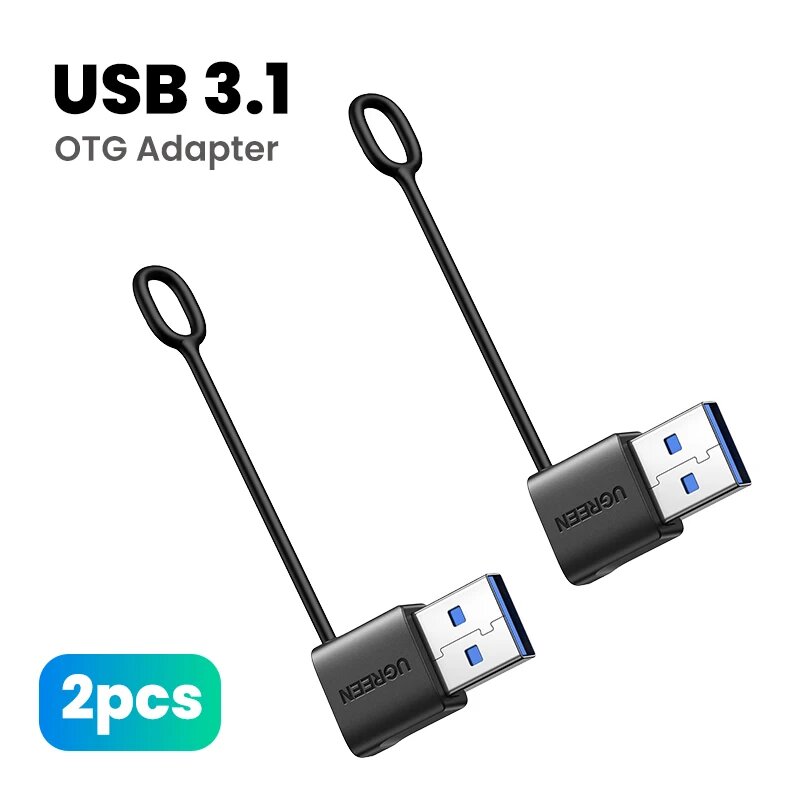 UGREEN Переходник USB A на Type-C USB 3.1 Gen1 OTG Конвертер с Быстрой Зарядкой 18W для Смартфона Планшета Ноутбука Поддержка Передачи Данных A to C 2PCS