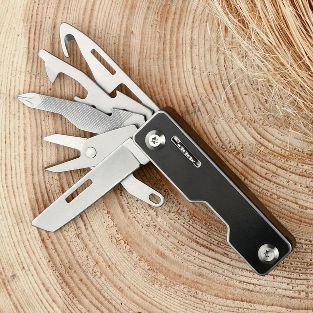 Швейцарский нож Сима-ленд, 7 в 1, сталь, клинок 53 мм/1.5 мм, цвет черный