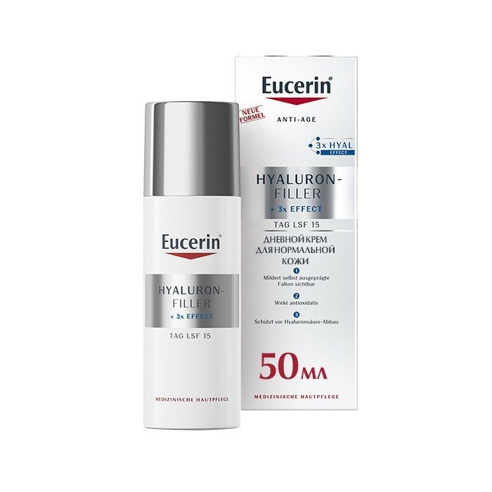 Eucerin hyaluron-filler крем для дневного ухода за нормальной и комбинированной кожей spf15 50 мл