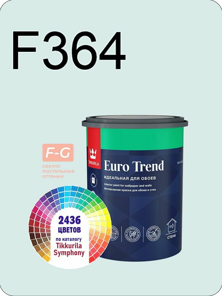 Краска для обоев Tikkurila Euro Trend 0,9л. светло-пастельные оттенки F364