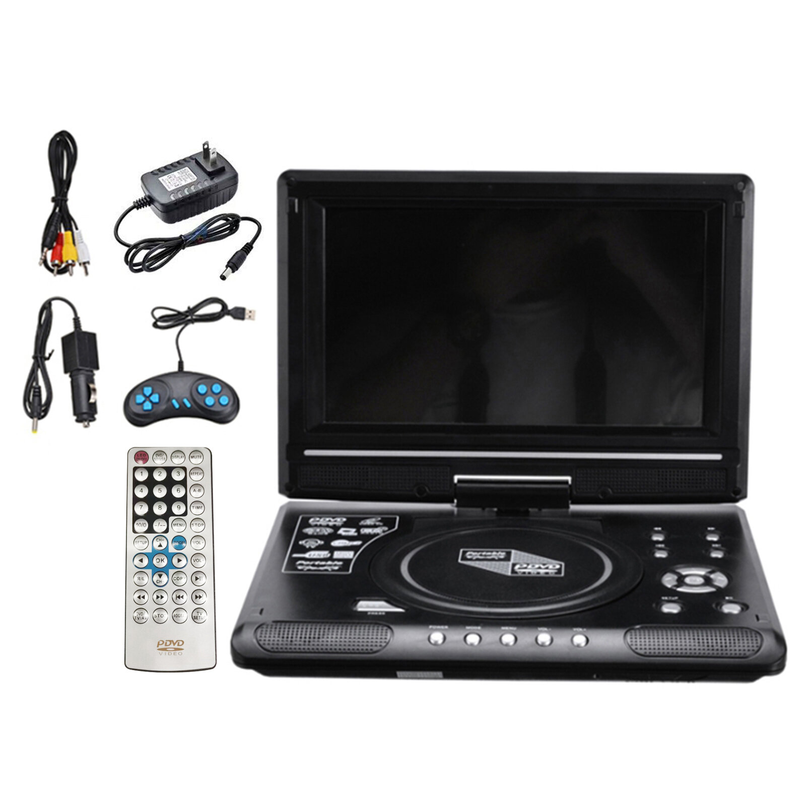 9,8 дюйма 16: 9 Широкоэкранный 270 ° Вращающийся ЖК -экран Home Car TV DVD -плеер Портативный VCD Compact Disc Viewer Viewer с игровой функцией