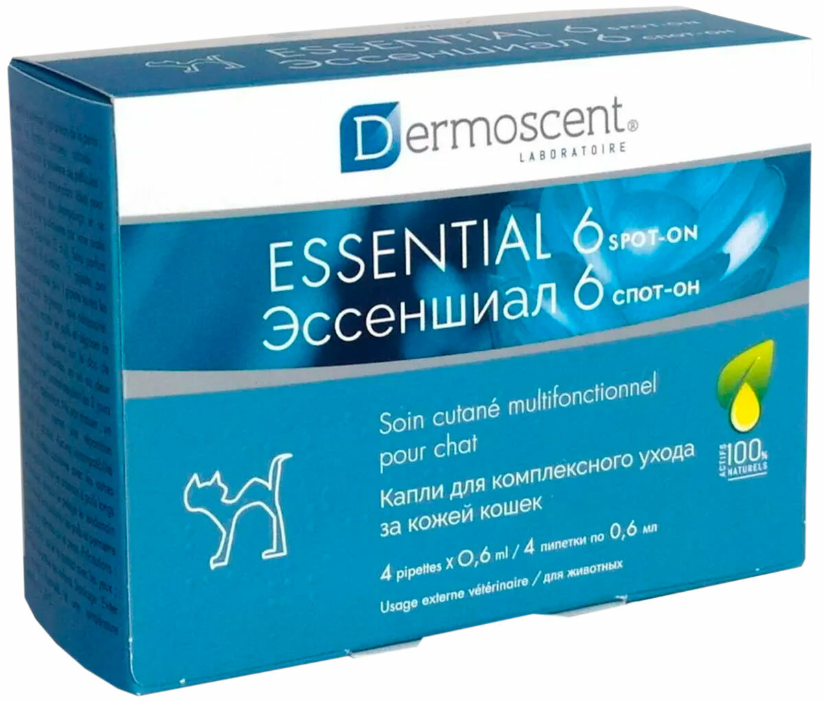 Эссеншиал 6 спот-он капли для кошек (4 штуки) для ухода за кожей и шерстью