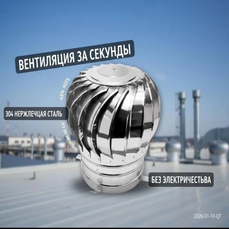 Дефлектор ротационный на крышу из нержавеющей стали 304 для вентиляции, ветрозащитный и влагостойкий