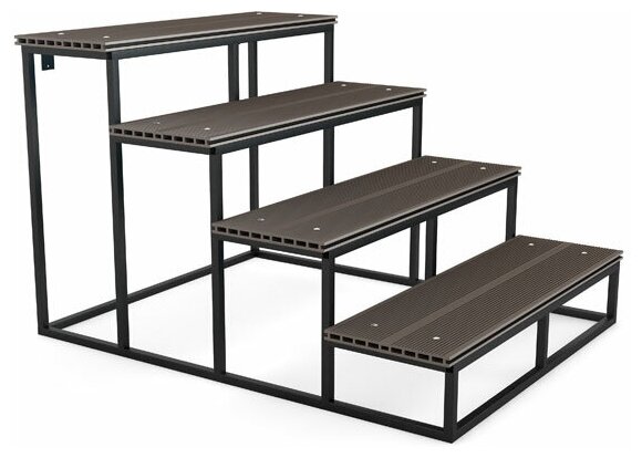 Уличная лестница Эко 4 ступени из ДПК приставная цельносварная 68х100х122 см