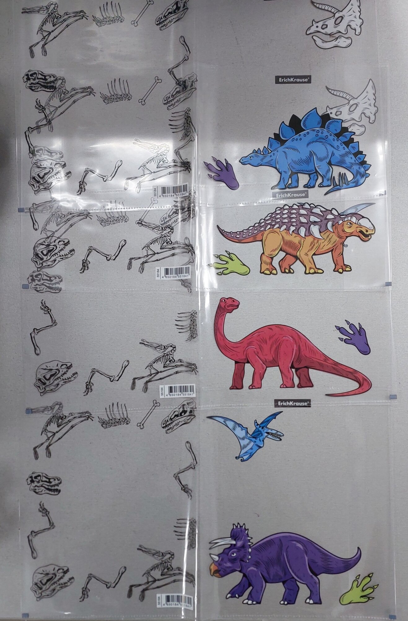 Набор обложек ПП 80 мкм 12 шт 212х347 мм ErichKrause Dino Planet д/тетр. и днев.