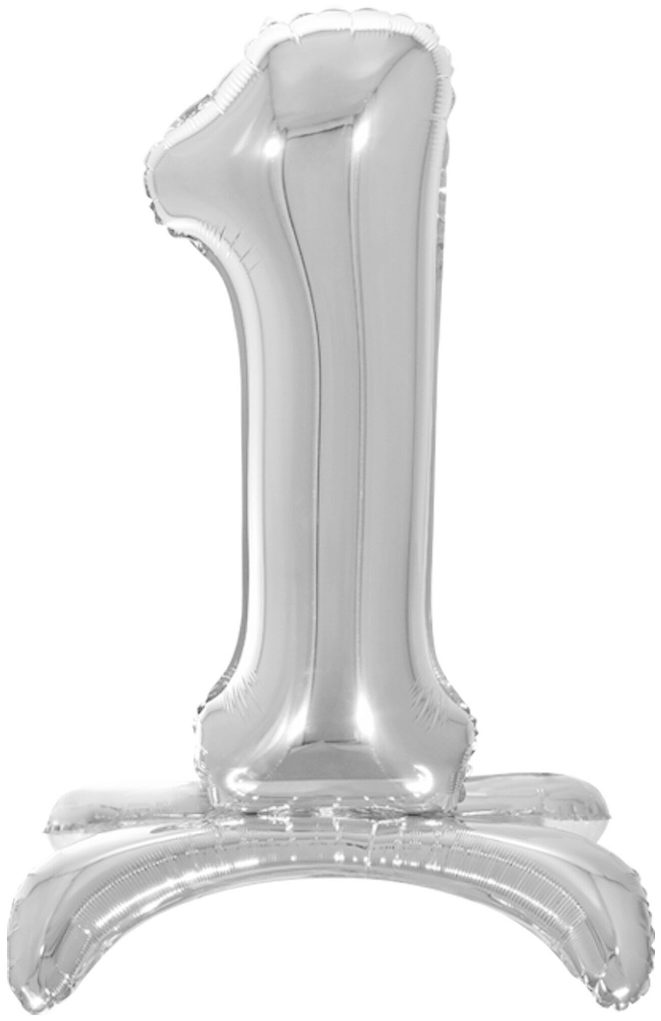 Шар (32'/81 см) Цифра, 1 на подставке, Серебро, 1 шт. в уп.