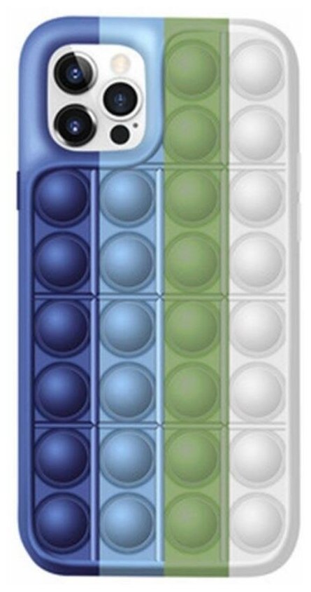 Чехол Антистресс Pop It для iPhone 11 Pro (синий/голубой/салатовый/белый)