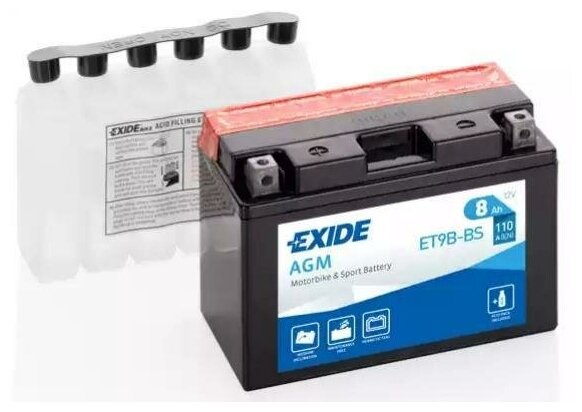 Аккумулятор мото EXIDE арт. ET9B-BS