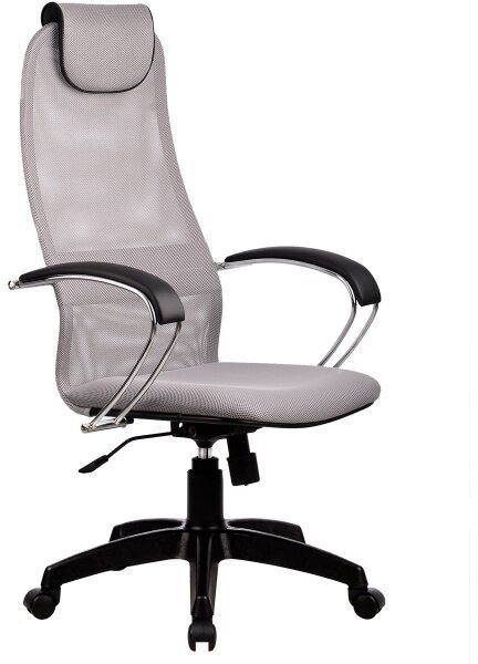 Кресло руководителя Метта SU-B-8/подл.131/осн.001, Светло-серый (SU-BK-8 PL) офисное, обивка: сетка/текстиль