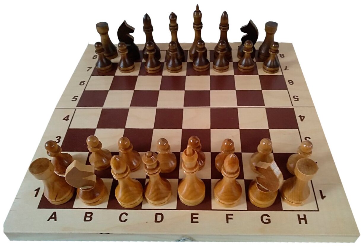 Набор 3 в 1 - шахматы гроссмейстерские дерево + шашки дерево + нарды в раскладной деревянной доске, 02-17