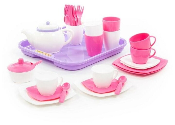 Набор детской посуды "Алиса" с подносом на 4 персоны, 35 элементов 58973 5398978