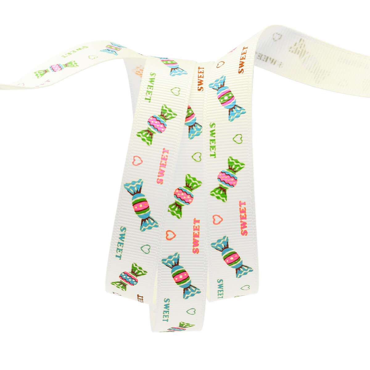 Лента репсовая декоративная Айрис Premium 'Конфетки', 1,6см*22,5м (A5-001 белый)