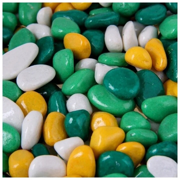 DECOR DE Грунт для аквариума "Галька цветная, лимонный-салатовый-белый-изумрудный" 800г фр 8-12 мм