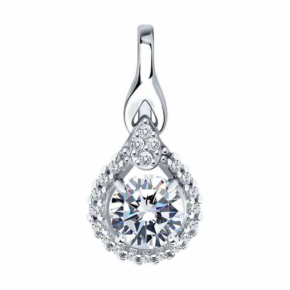 Подвеска, серебро, 925 проба, родирование, фианит