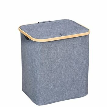 Корзина для белья трикотажная на бамбуковом каркасе складная (60 литров)