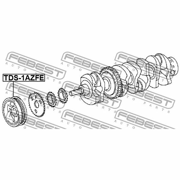 Шкив коленвала для автомобиля, FEBEST TDS-1AZFE (1 шт.)