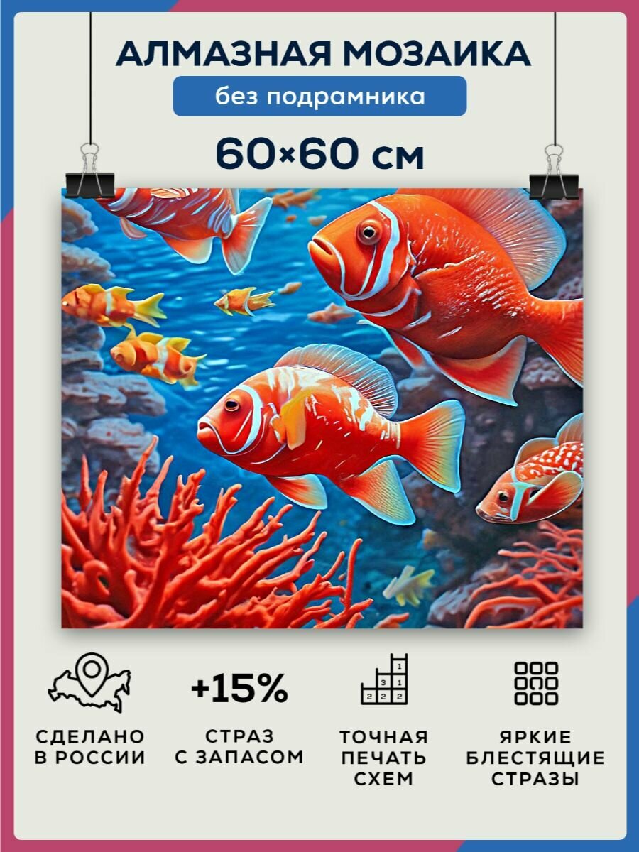 Алмазная мозаика 60x60 Рыбка Немо без подрамника