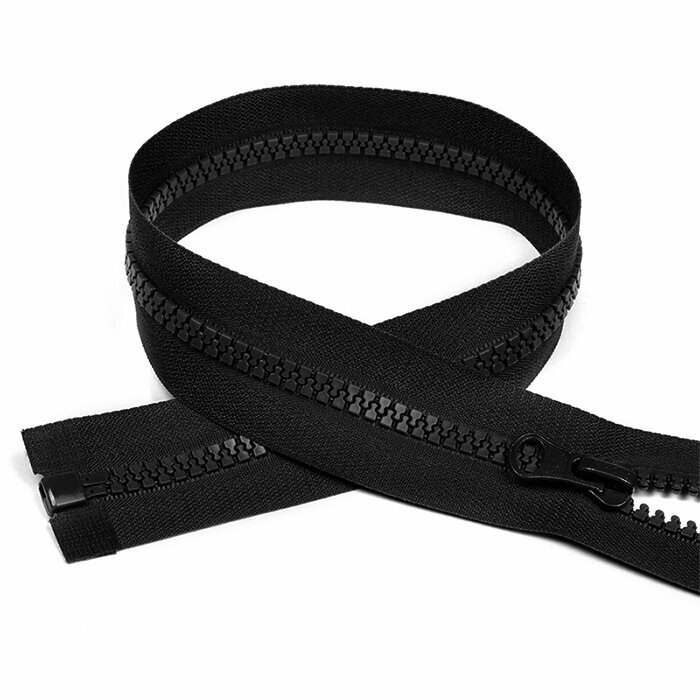 Молния пластиковая трактор №5 (молния для куртки разъемная) 60 см цв.322 черный упак.10 шт