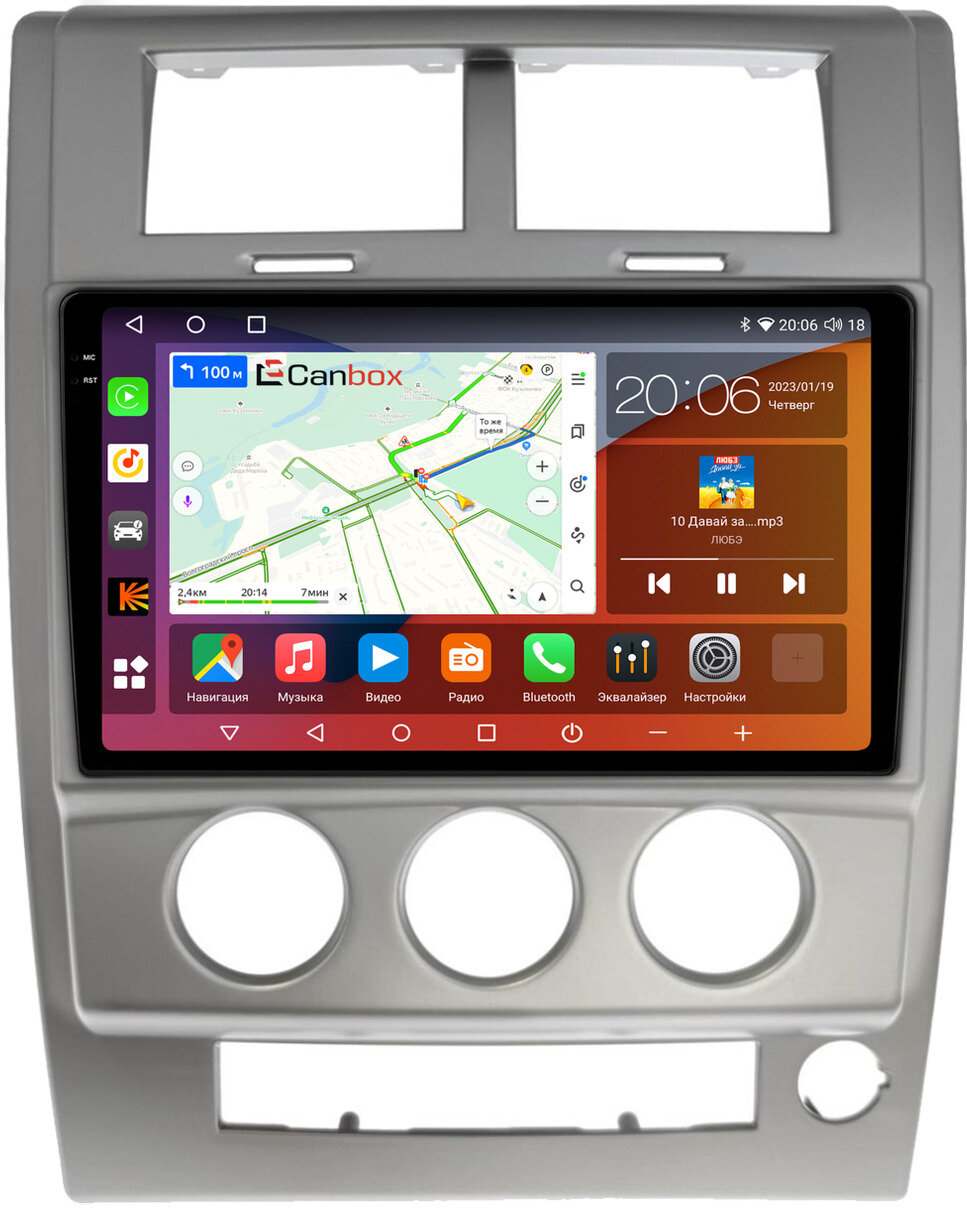 Штатная магнитола Jeep Cherokee 4 (KK), Liberty (North America) 2007-2012 Canbox H-Line 2K 4181-10-0034 Android 10 (4G-SIM, 4/32, DSP, QLed)