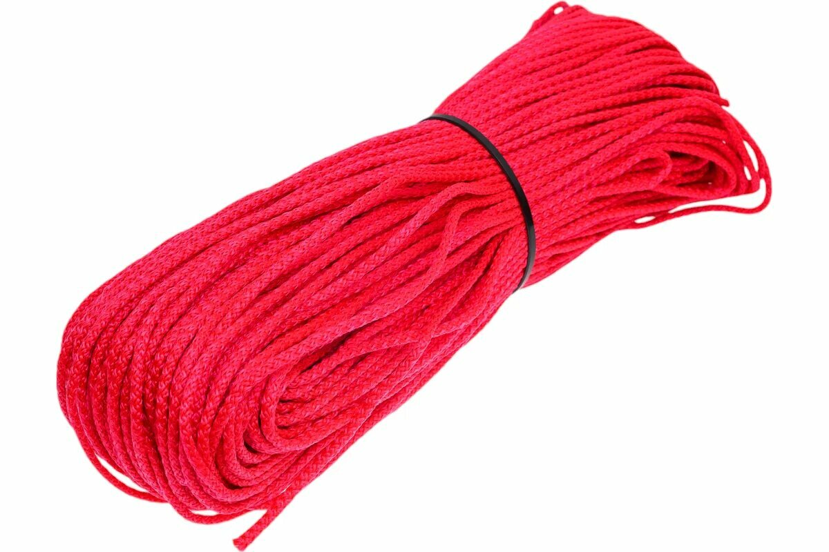 ООО Оптхозторг вязаный полипропиленовый шнур 4 мм x 100 м красный моток 03841005